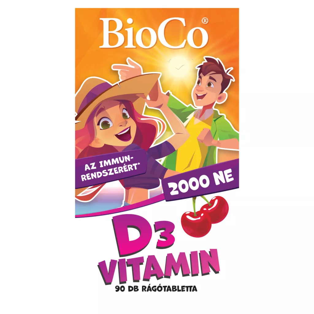 BioCo D3-vitamin 2000 NE rágótabletta cseresznye 90 db - Onl